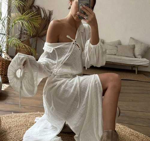 Платье из жатого хлопка Linen linen