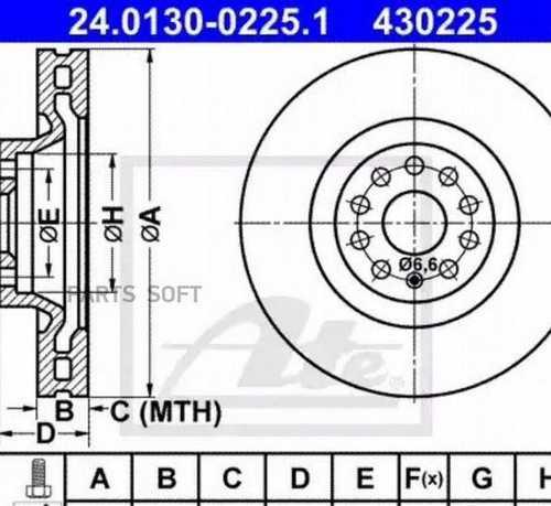 ATE 24-0130-0225-1 Диск торм. передн.вент.340x30 5