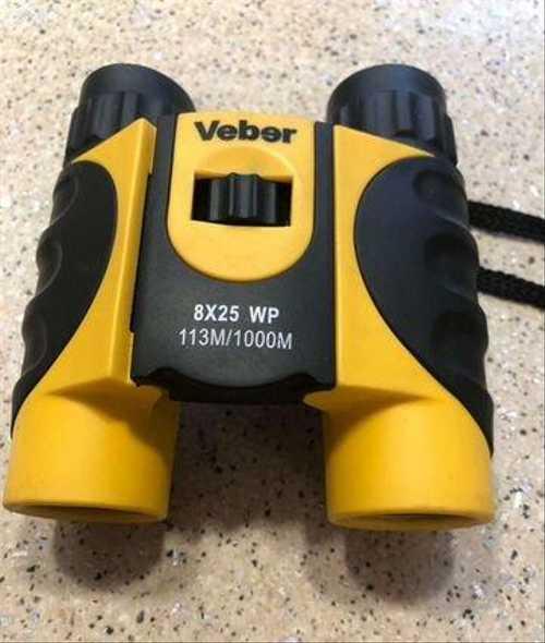 Бинокль Veber 8x25 WP черный-желтый