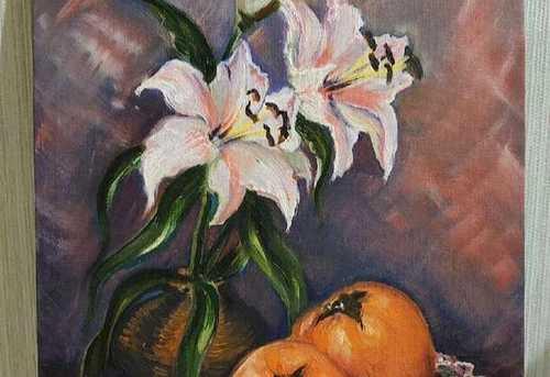 Картина маслом 'Натюрморт с лилиями'