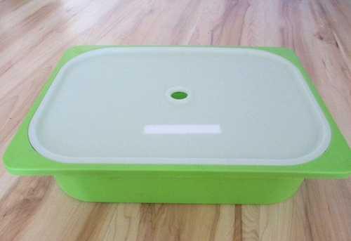 Икеа Контейнер зеленый для хранения с крышкой