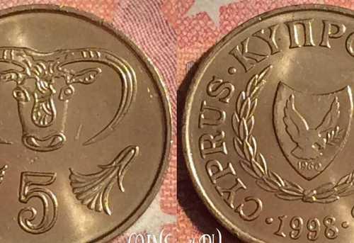 Монета 5 центов Кипр 1998