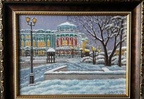 Картина "Зимний вид на особняк Севастьянова."