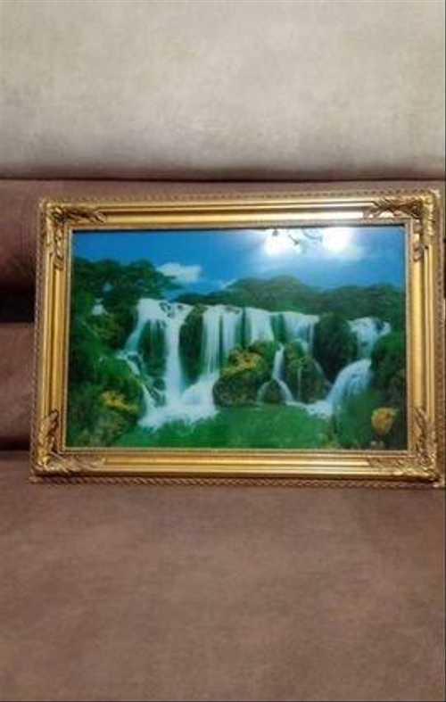 Картина водопад с подсветкой