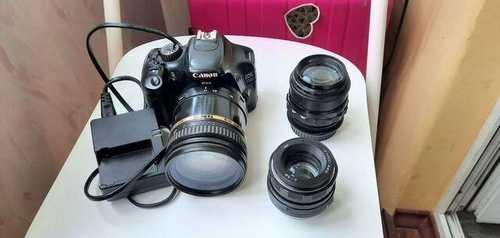 Зеркальный фотоаппарат canon 550d + 3 объектива