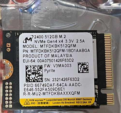 M.2 NVMe micron 2400 512gb