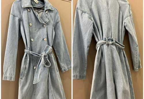 Плащ джинсовый пальто mango XS-S на 40-42