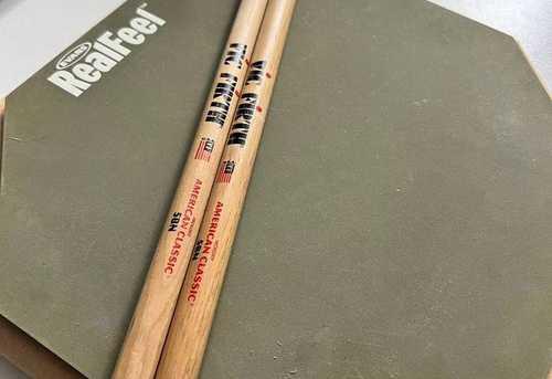 Тренировочный пэд evans и палочки vic firth 5bn