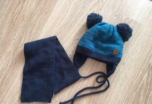 Шапка и шарф на 1-2 года,теплая зима, демисезон