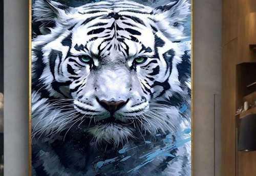 Интерьерная картина маслом белый тигр