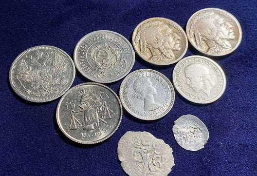 Набор монет из серебра разных стран