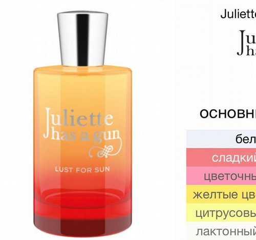 Духи Juliette has a gone Lust for sun (без слюды)