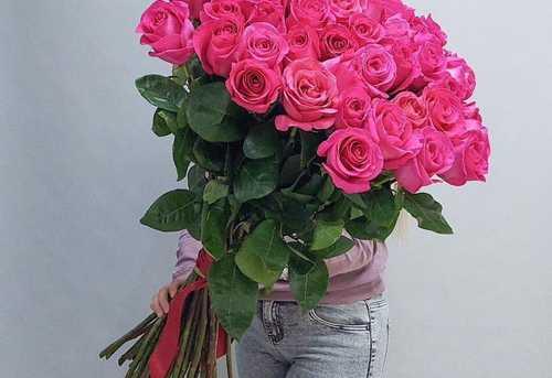 Букет из 51 розовой розы 100см Эквадор