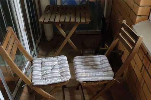 Складные стол и стулья ikea.Плюс подушки на стулья