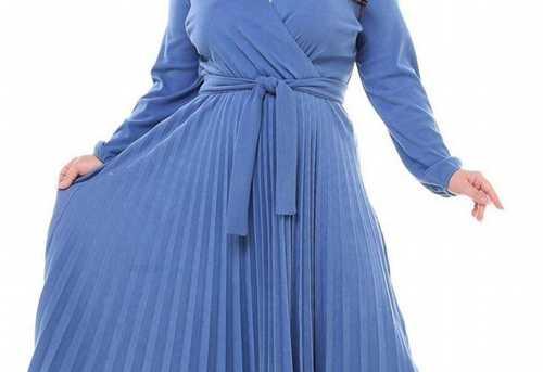 Серо-голубое платье р 64