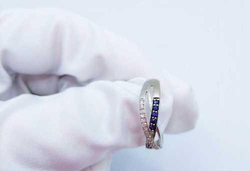 Золотое кольцо с сапфиром и бриллиантами (17200)