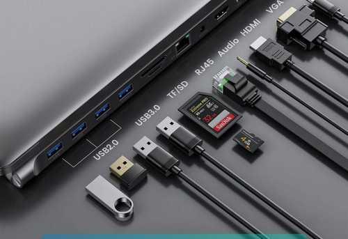 Type-C USB HUB 11 в 1 док станция thunderbolt 4k