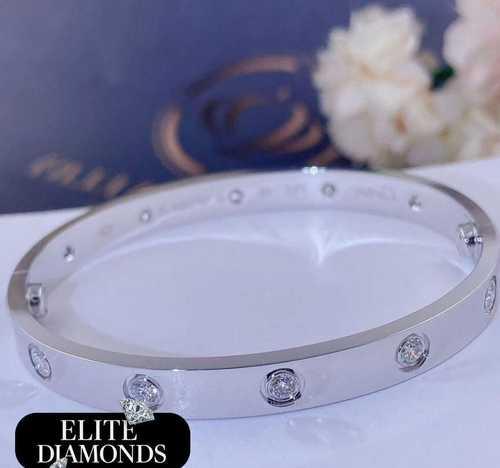 Браслет Cartier Love классическая модель белое золото 585 проба 10 шт. бриллиант 0.9639 карат