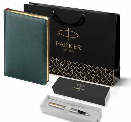 Parker Набор:Пер.ручка Parker Jotter Stainless Steel GT (2030948)  Ежедн.зелен. недат. (203 3 128.05