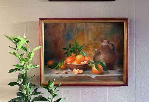 Картина маслом "Натюрморт с мандаринами"