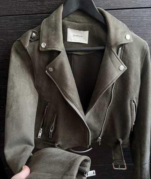 Замшевая куртка косуха Stradivarius