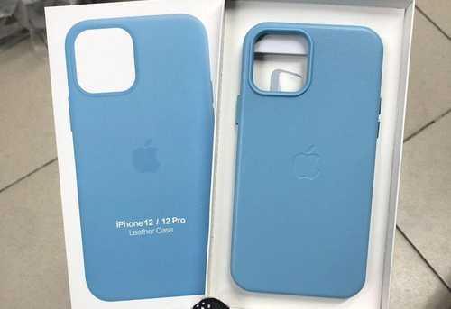 Чехол на iPhone 12/12Pro Leather Case голубой