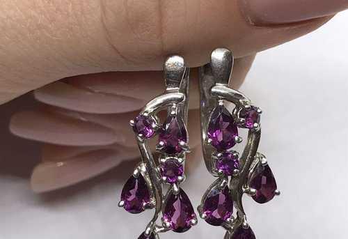 Серьги Серебро 925 родолит красивые