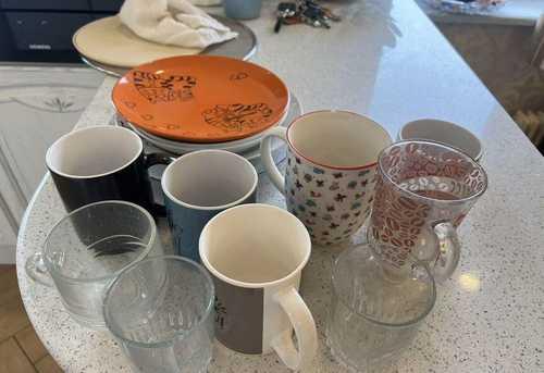 Набор столовой посуды чашки тарелки стаканы