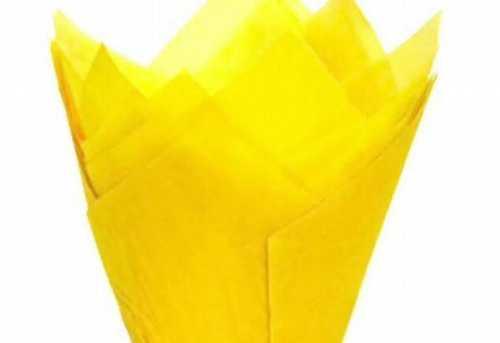 Капсулы для капкейков Тюльпан желтые – 100 шт