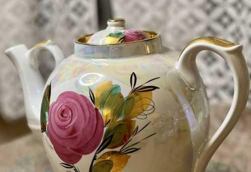 Чайник доливной "Роза", фарфор, роспись, Дулево