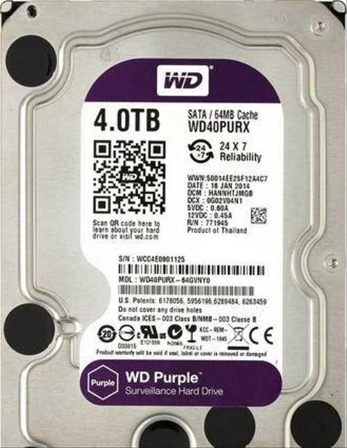 Продам HDD 4TB WD Purple WD40purx 2шт