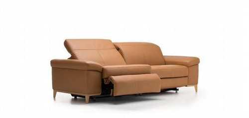 Прямой кожаный диван Cadini с двумя реклайнерами Т