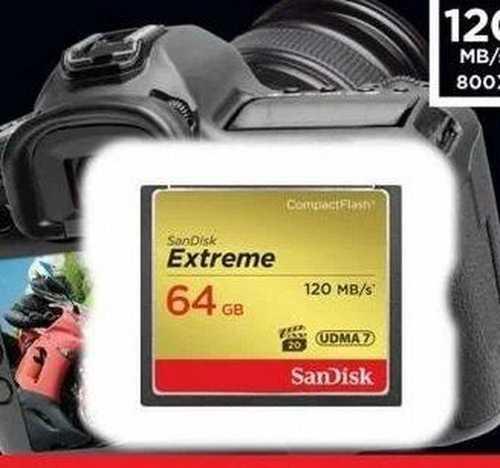 Карта памяти SanDisk Extreme Compact Flash 64Gb