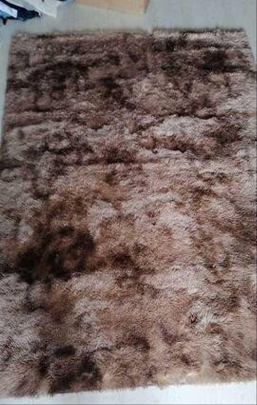 Большой меховой ковёр цвет шоколад 230 х 160 см