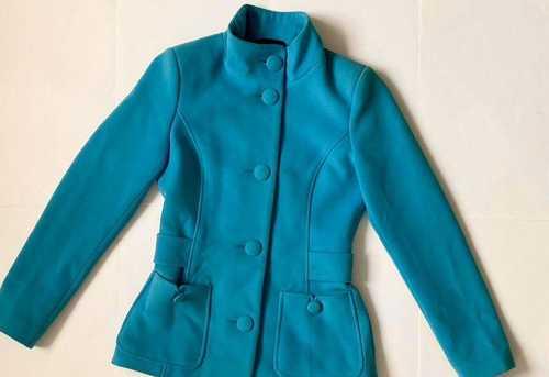 Жакет пальто женское голубое "Mosaic"