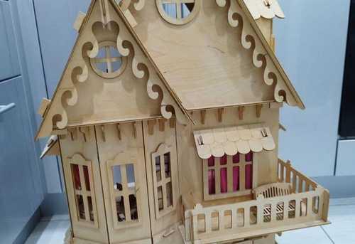 Кукольный домик деревянный + много мебели