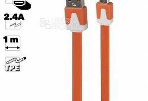 USB кабель "LP" Micro USB плоский узкий (оранжевый