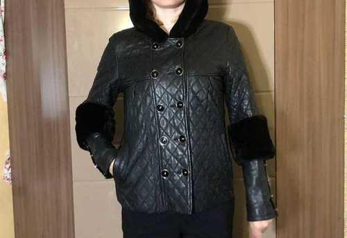 Куртка кожаная утеплённая женская 42 44 размер