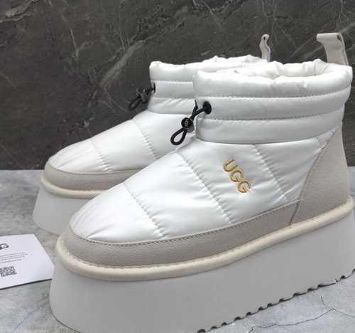 Женские Угги Дутики Ugg Obba Platform White