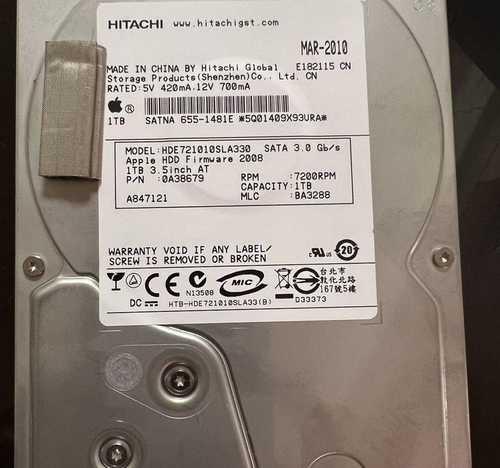 Жёсткий диск 3’5 на 1 TB hitachi HDD из iMac