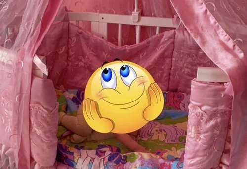 Детская кроватка круглая с матрасом