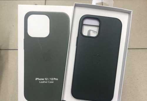 Чехол на iPhone 12/12 Pro Leather Case зелёный