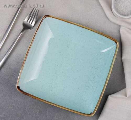 Тарелка керамическая квадратная Аквамарин, d29 см