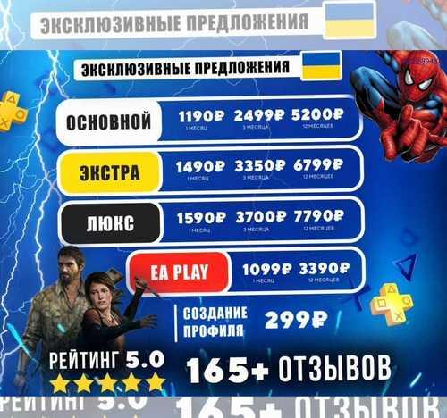 Подписка ps plus РФ delux продление на любой срок (Арт.27100)