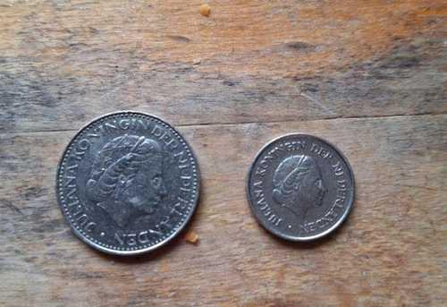 2 монеты Нидерланды 1968 и 1975