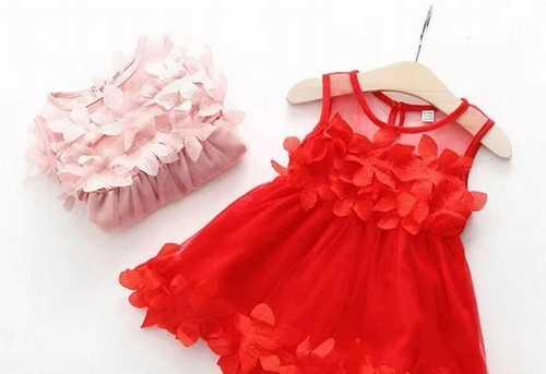 Легкое летнее платье для девочки красное