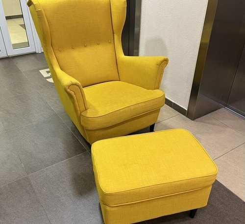 Кресло икеа страндмон желтое
