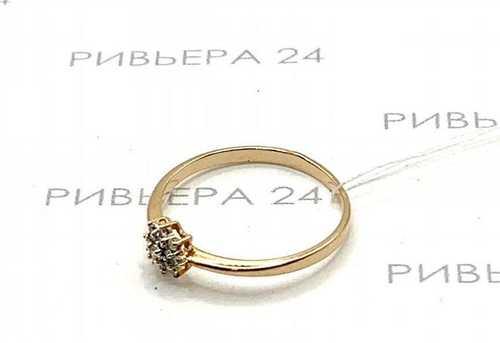 Золотое кольцо с бриллиантами 585 пробы 1.37 грамм