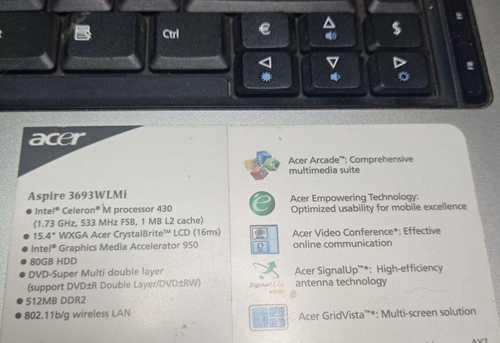 Ноутбук Acer aspire 3693 wlmi