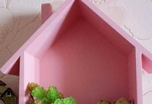 Декор домик (скворечник) розовый дерево